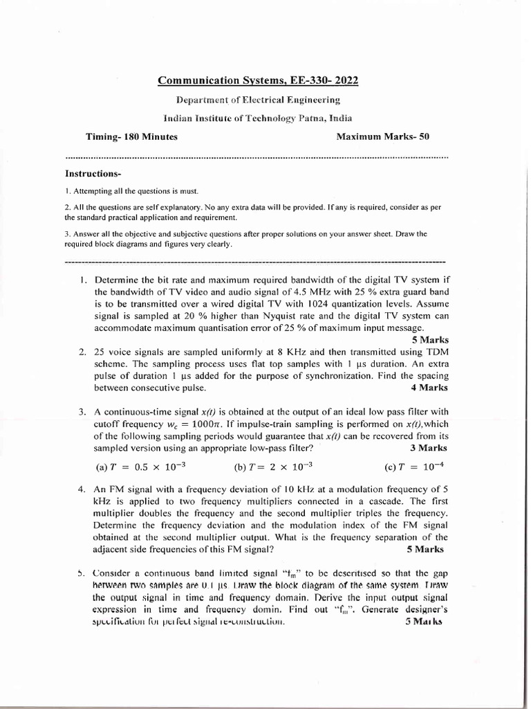 2022 (E.s.) - 2 | PDF | Sampling (Signal Processing) | Frequency Modulation