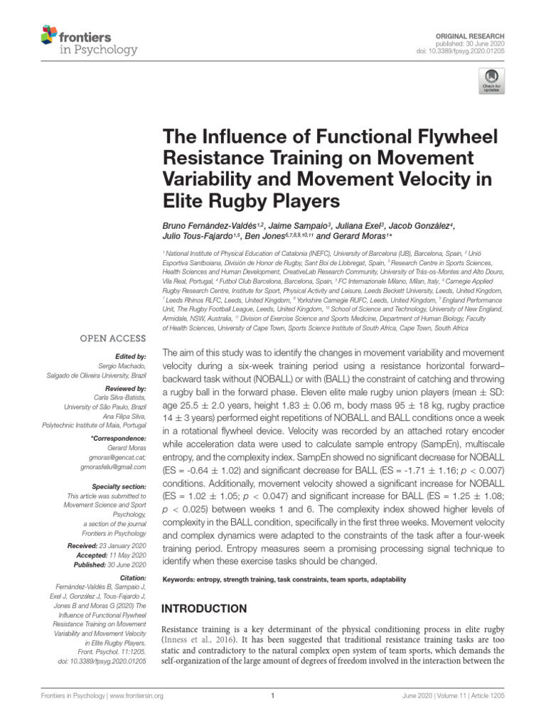 Bruno Fernandez (2020) the Influence of Functional Flywheel Resistance Training on Movement ...