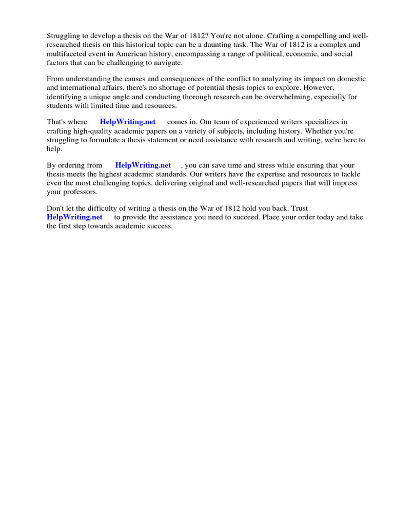 War of 1812 Thesis Topics | PDF | War Of 1812 | The United States