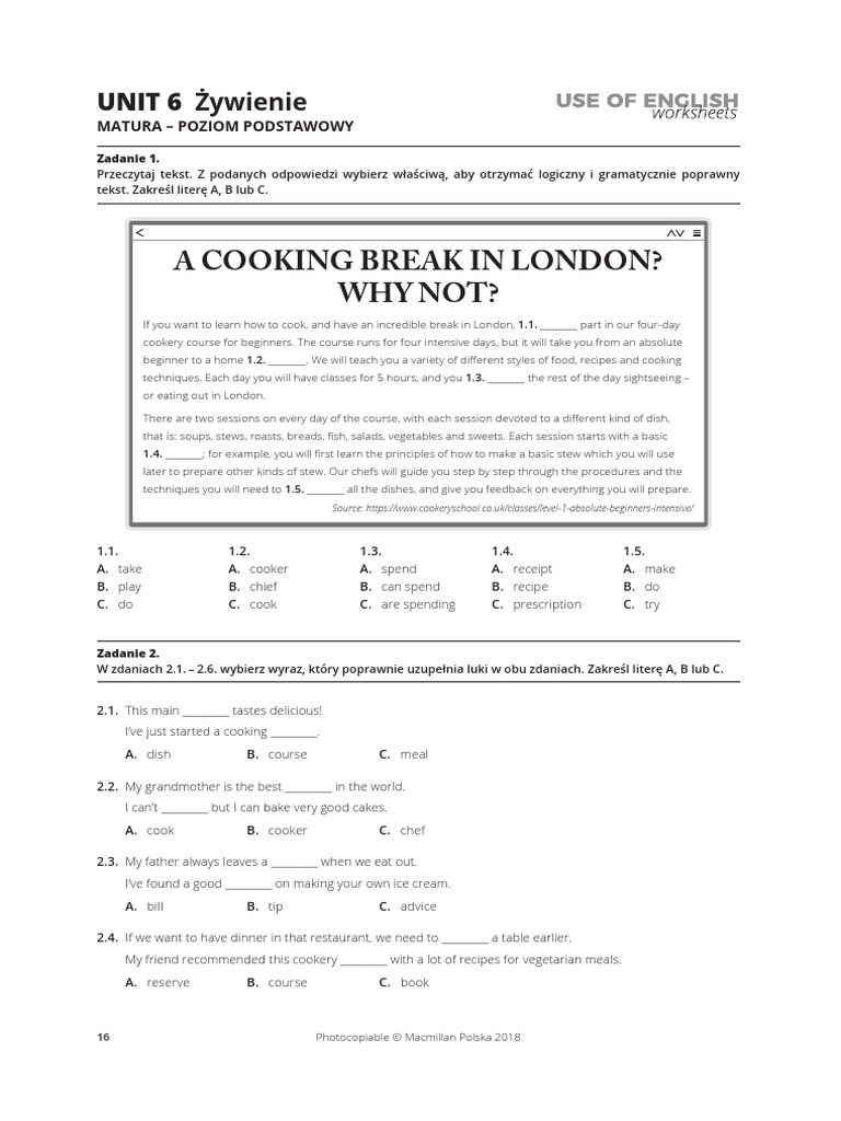 Use of English Worksheets-Unit-6 | PDF