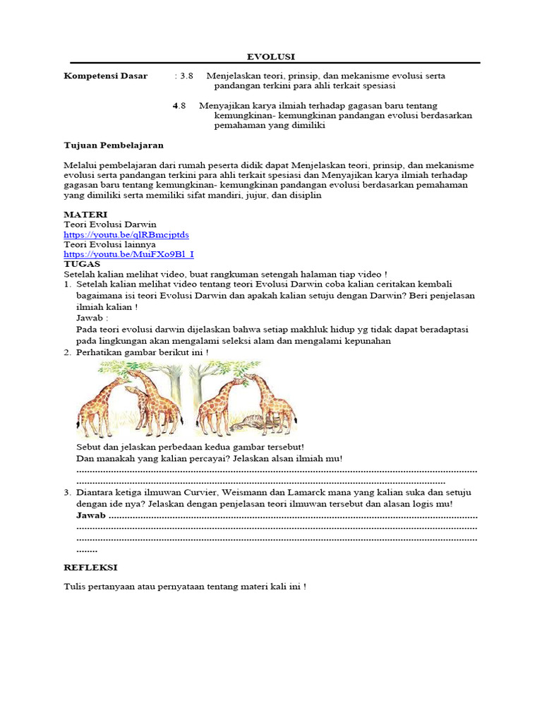 LKPD Evolusi - Evolusi Darwin | PDF