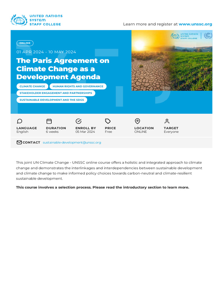 The Paris Agreement On Climate Change As A Development Agenda ...
