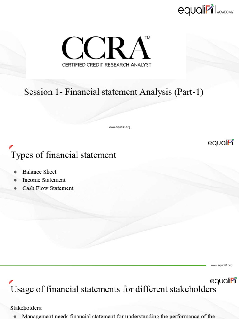 Session 1. Part-1PPT-Financial Statement Analysis | PDF | Finance & Money Management