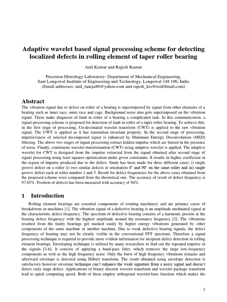 05 Adaptive Wavelet Based Signal Processing Scheme For Detecting Pdf Science And Mathematics
