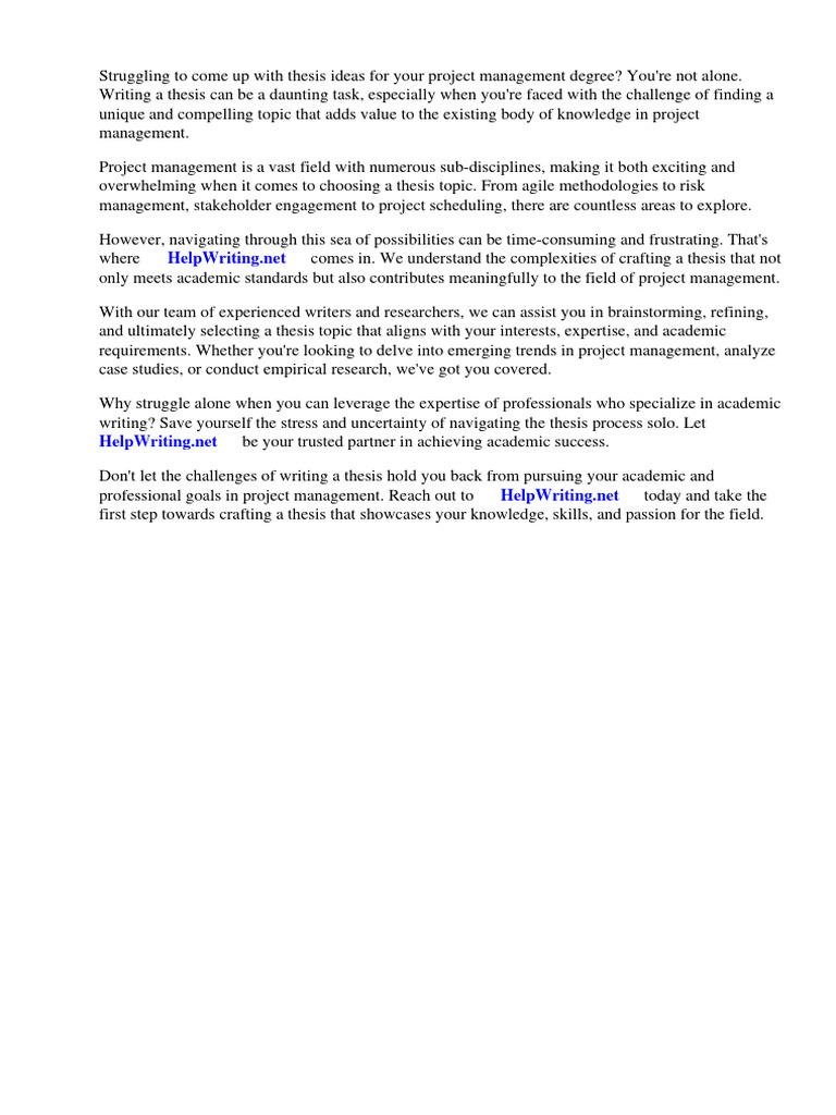Thesis Ideas For Project Management | PDF | Business