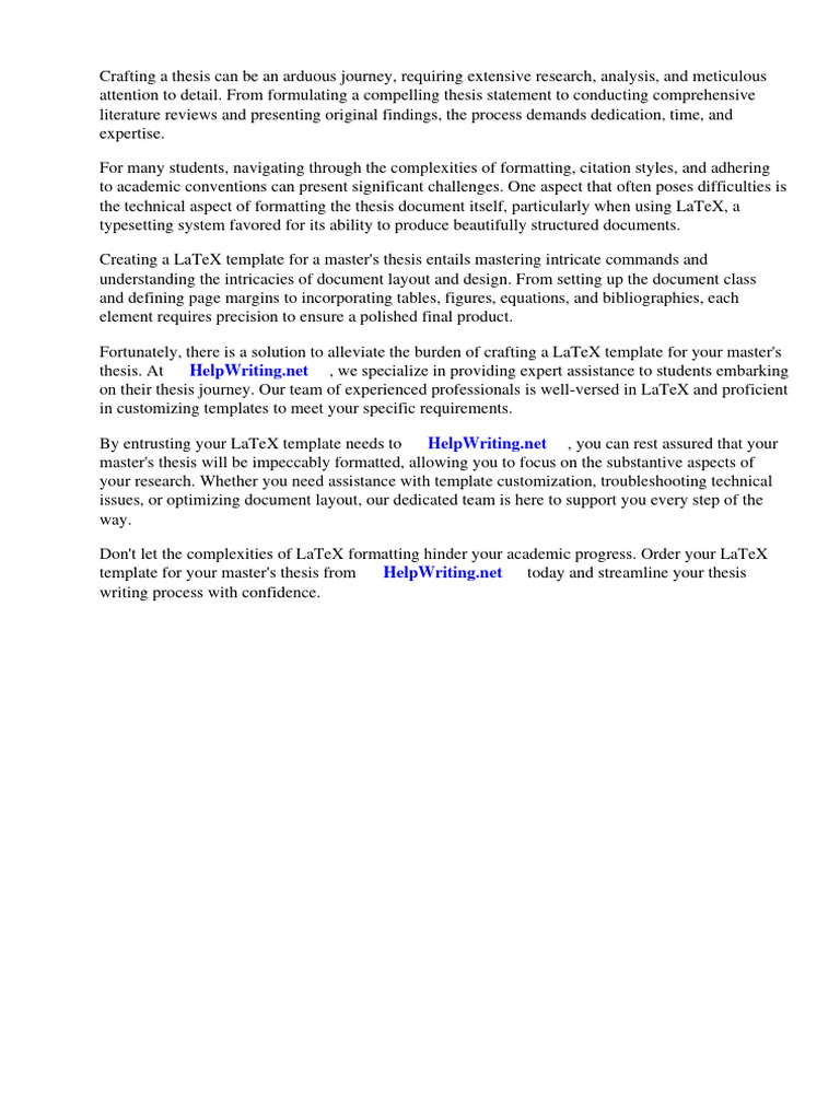 Latex Template Master Thesis Eth | PDF | Te X | Thesis