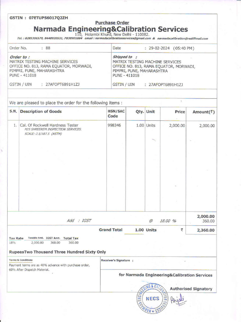 PP7930 Narmada Engineering-Calibration | PDF