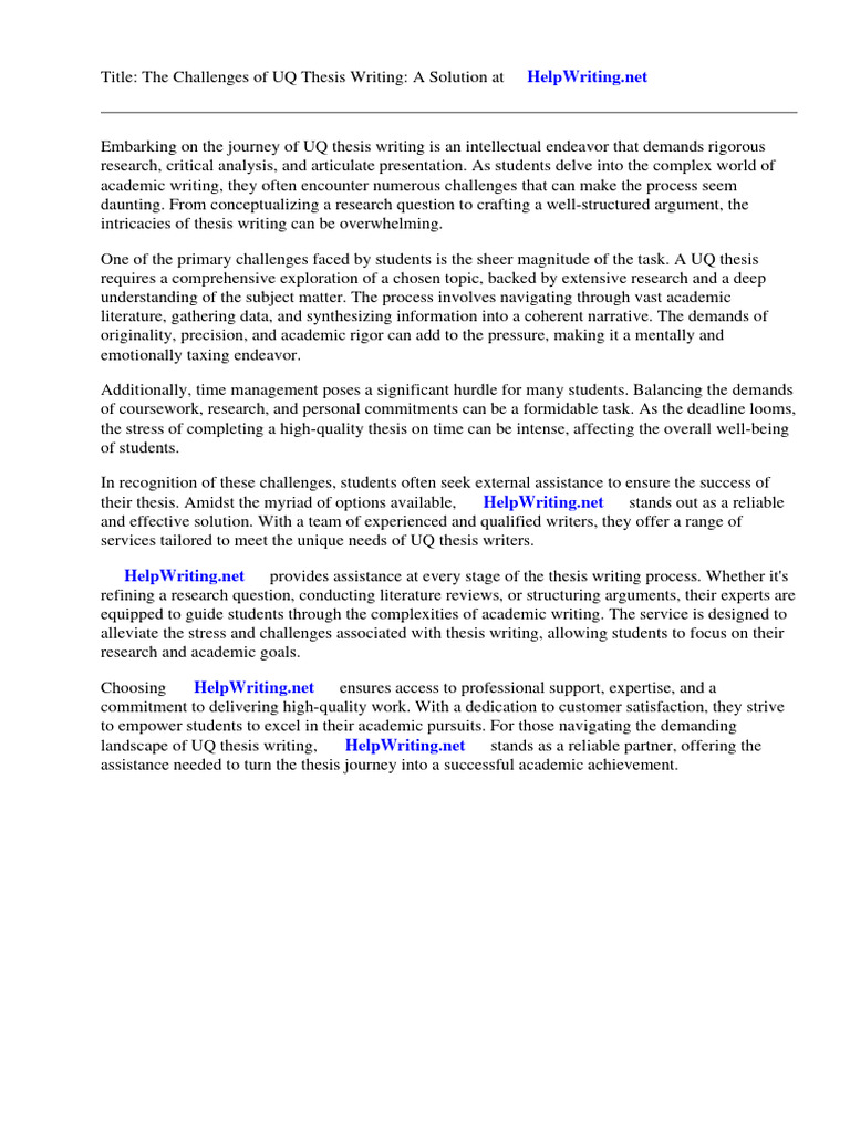 Uq Thesis Writing | PDF