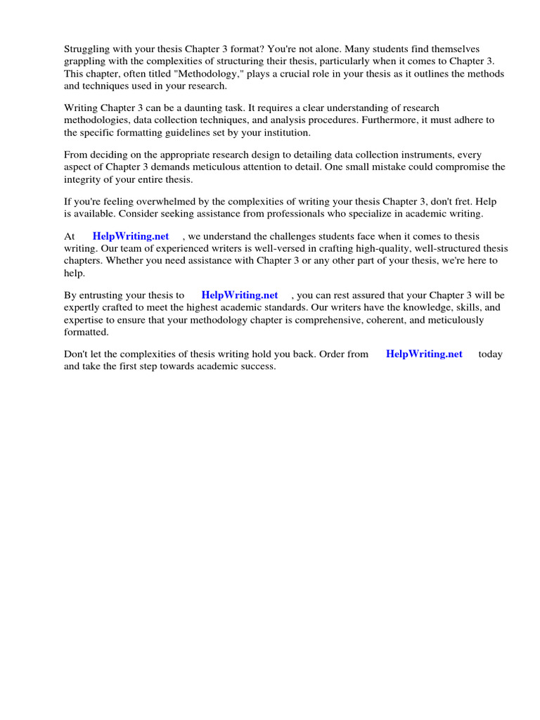 Thesis Chapter 3 Format | PDF | Thesis | Methodology