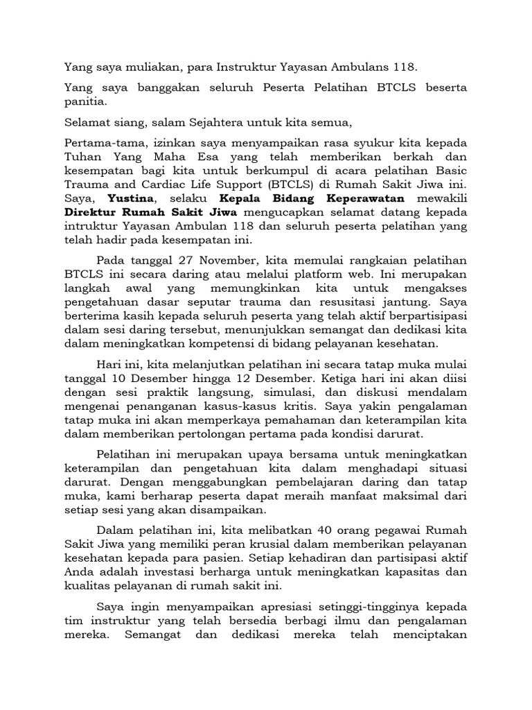 Sambutan Dan Laporan Kak Titin | PDF