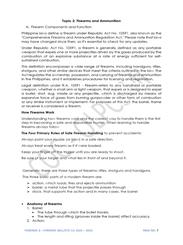 Topic 2 Firearms and Ammunition | PDF | Gun Barrel | Firearms