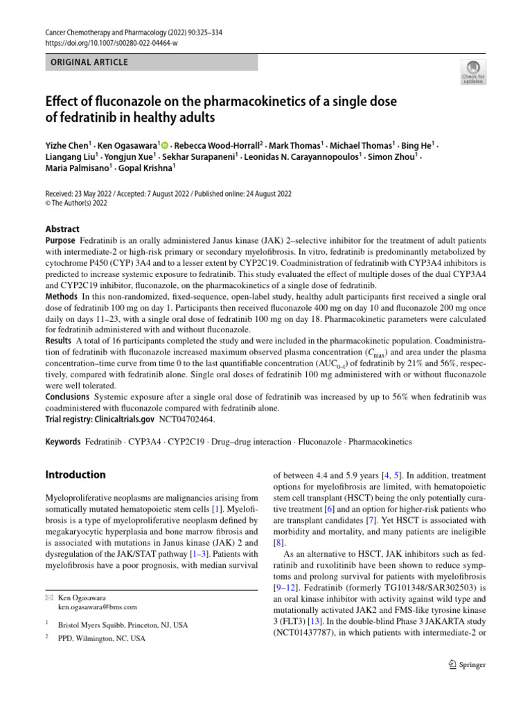 Fedratinib Si Fluconazol Interactiuni | PDF | Science & Mathematics