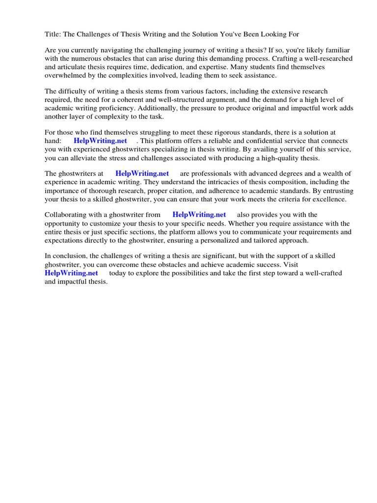 Ghost Writers For Thesis | PDF