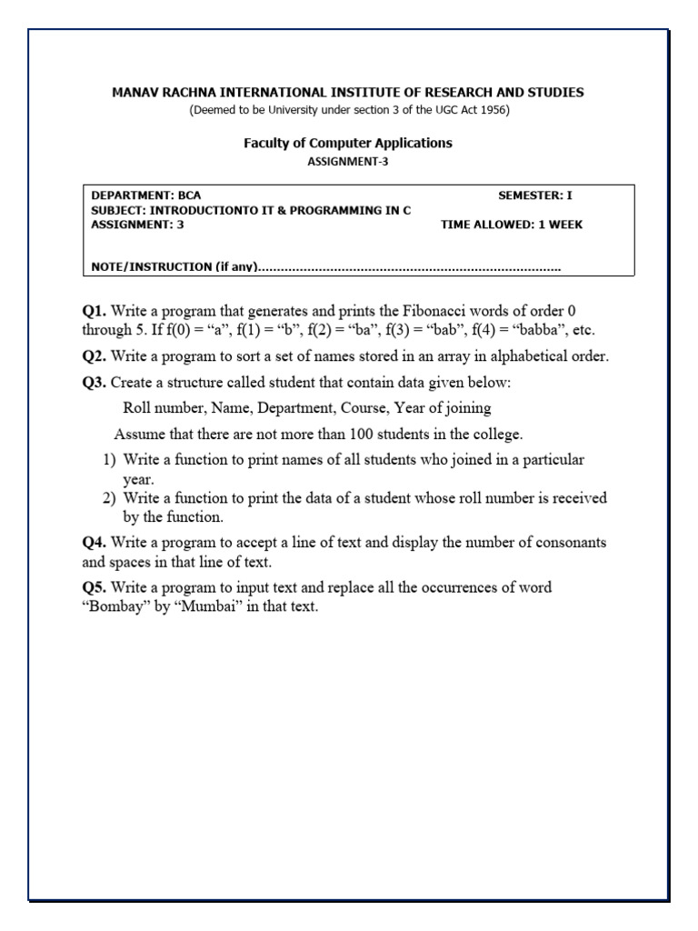 C Programming - Assignment - 3 | PDF C Programming - Assignment - 3 | PDF