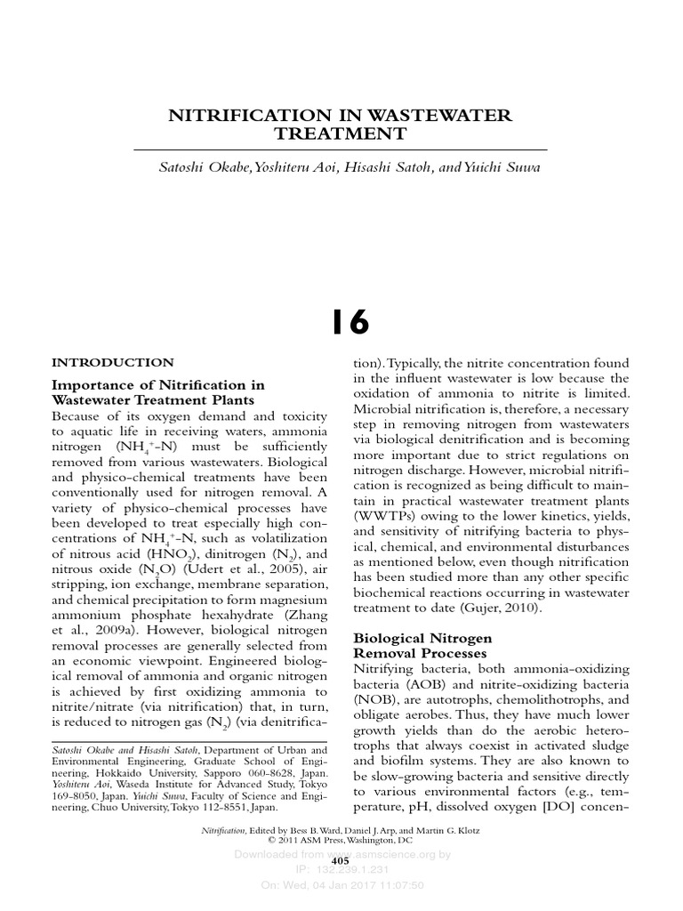 Nitrification in Wastewater Treatment | PDF