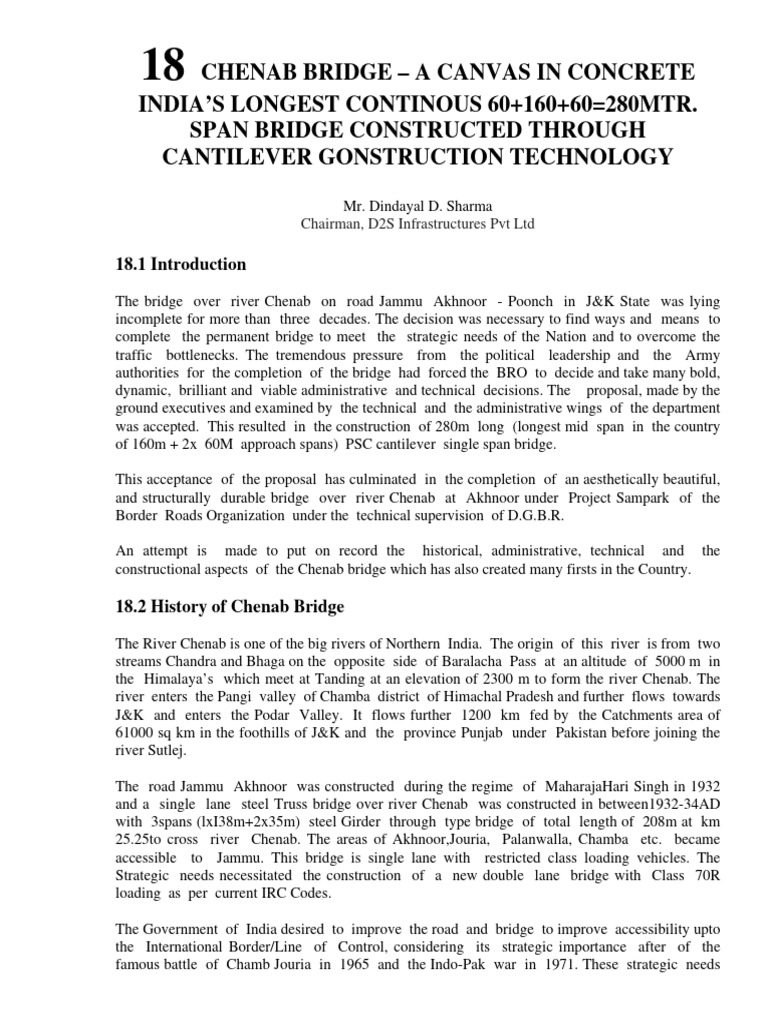 Chenab Bridge: India's Longest Cantilever Span | PDF | Concrete | Bridge