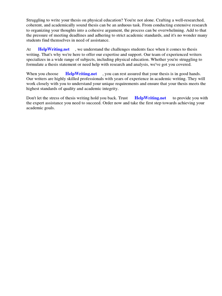 Sample Thesis For Physical Education | PDF | Physical Education | Thesis