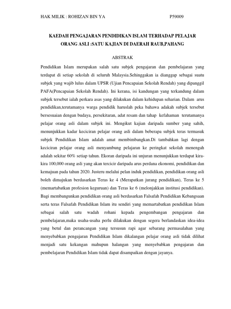 My Master Proposal (Ust. Rohizan) | PDF