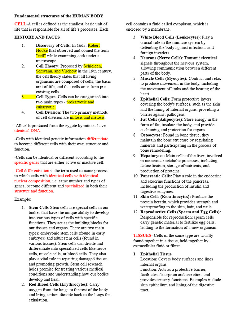 Cell, Tissue, Organ - Reviewer | PDF