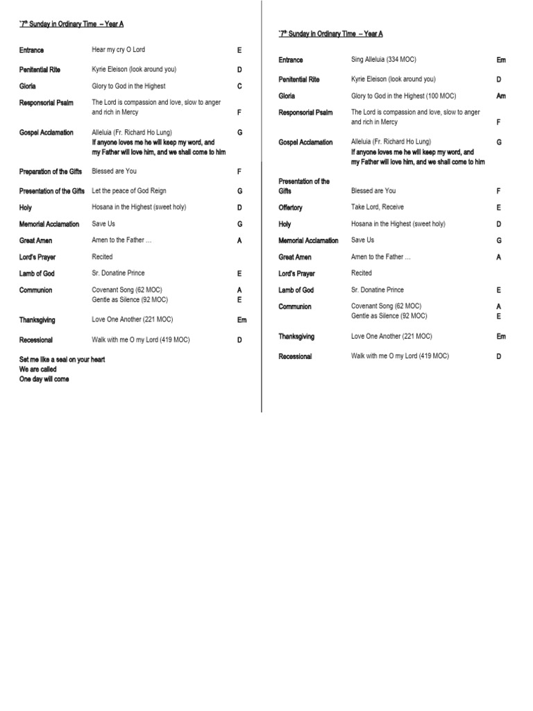 7th Sunday in Ordinary Time - Year A (Repaired) | PDF | Mercy | Lord's ...