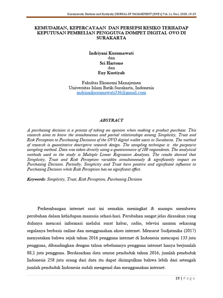 Kusumawati, I, Hartono, S, Dan Kustiyah, S. (2020) | PDF