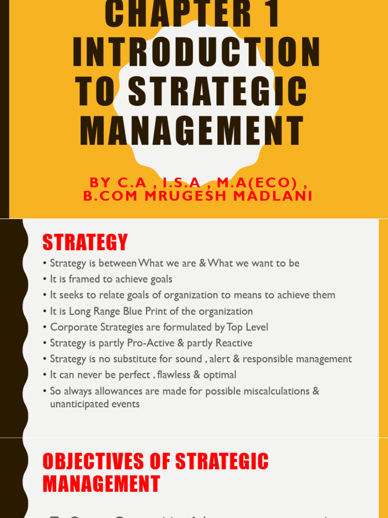 Chapter 1 Introduction of Strategic Management | PDF