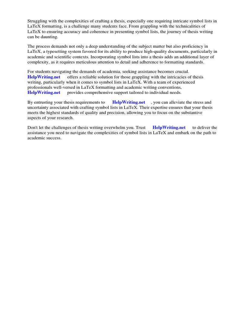 Symbol List Latex Thesis | PDF