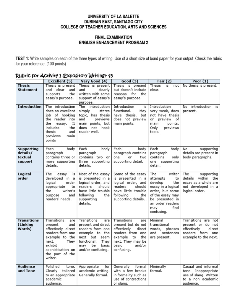 Final Exam (EEP 2) | PDF | Essays | Paragraph