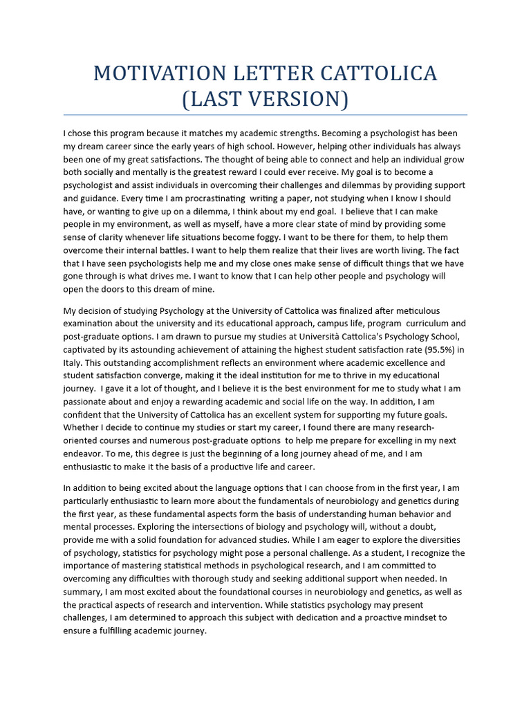 Motivation Letter Example | PDF