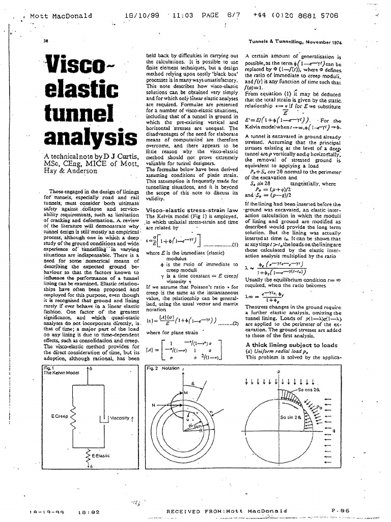 Visco Elastic Tunnel Analysis Curtis | PDF
