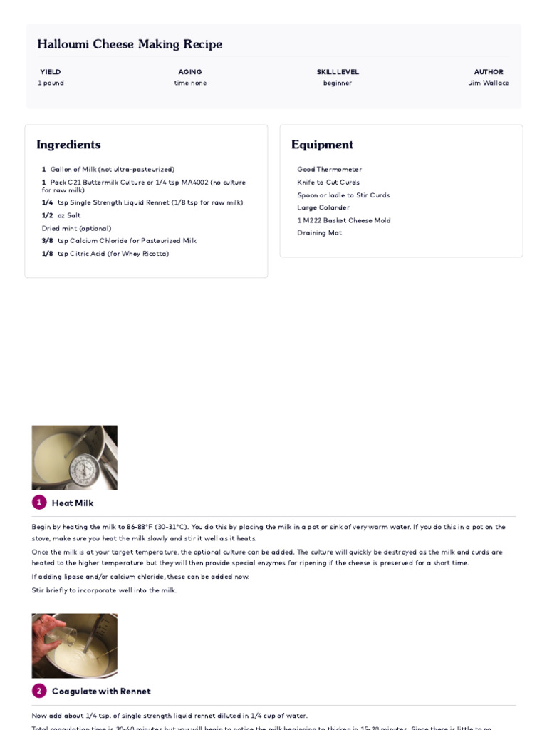 Halloumi Recipe - Cheese Maker Recipes - Cheese Making Supply | PDF ...