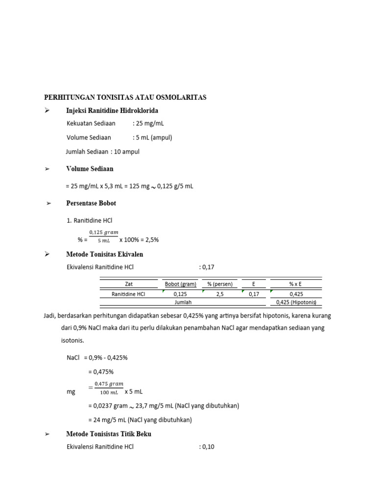 Perhitungan Tonisitas + Dapar | PDF
