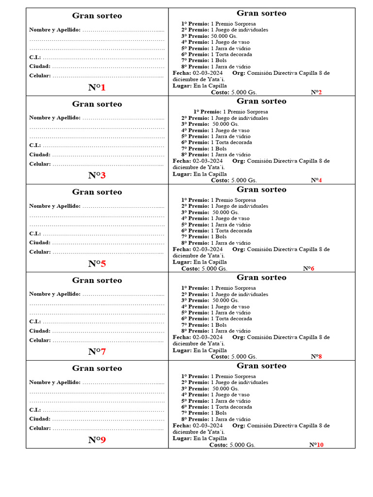Talonario Rifa 2 | PDF | Juegos y actividades