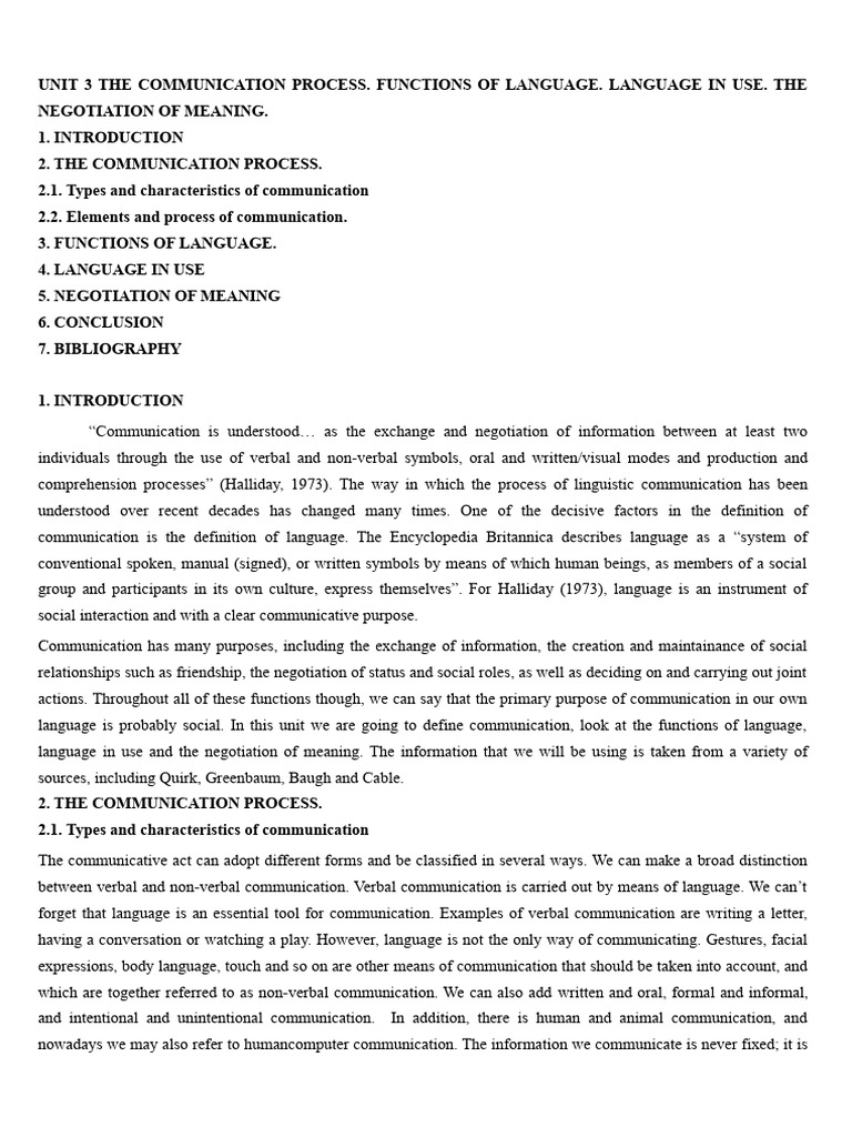 Unit 3 The Communication Process. Functions of Language. Language in ...