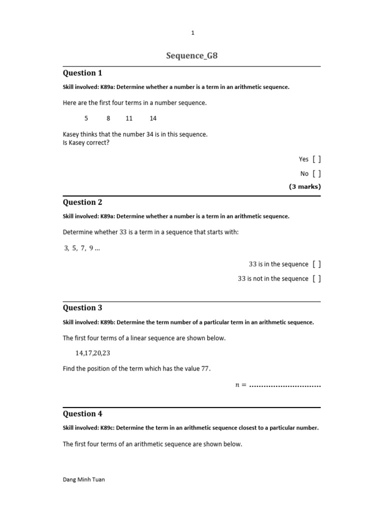 Sequence G8 Q | PDF