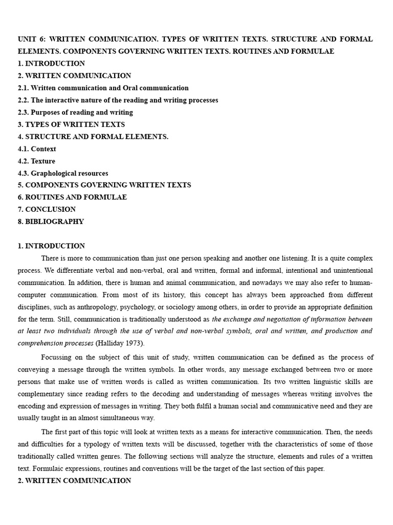 Unit 6 Written Texts. | PDF