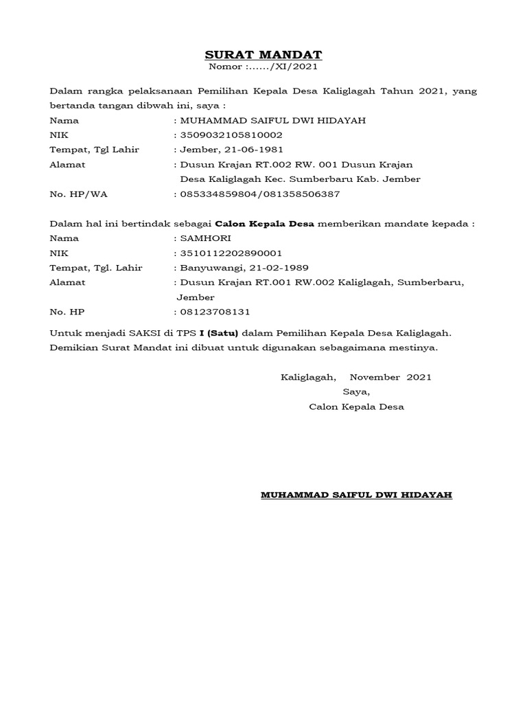 SURAT MANDAT | PDF