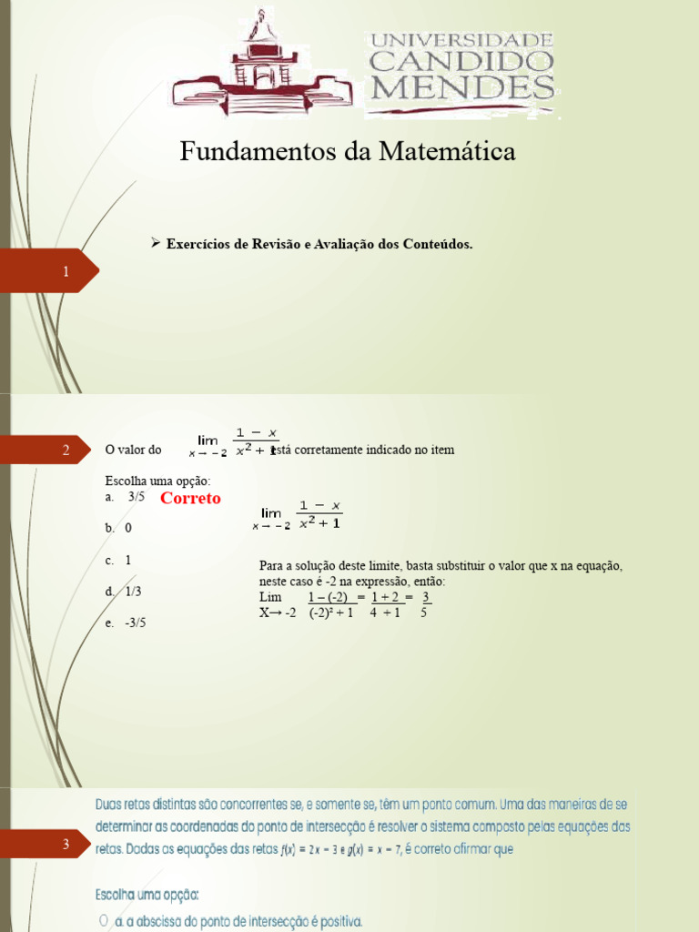 Exercícios de Fundamentos da Matematica II | PDF