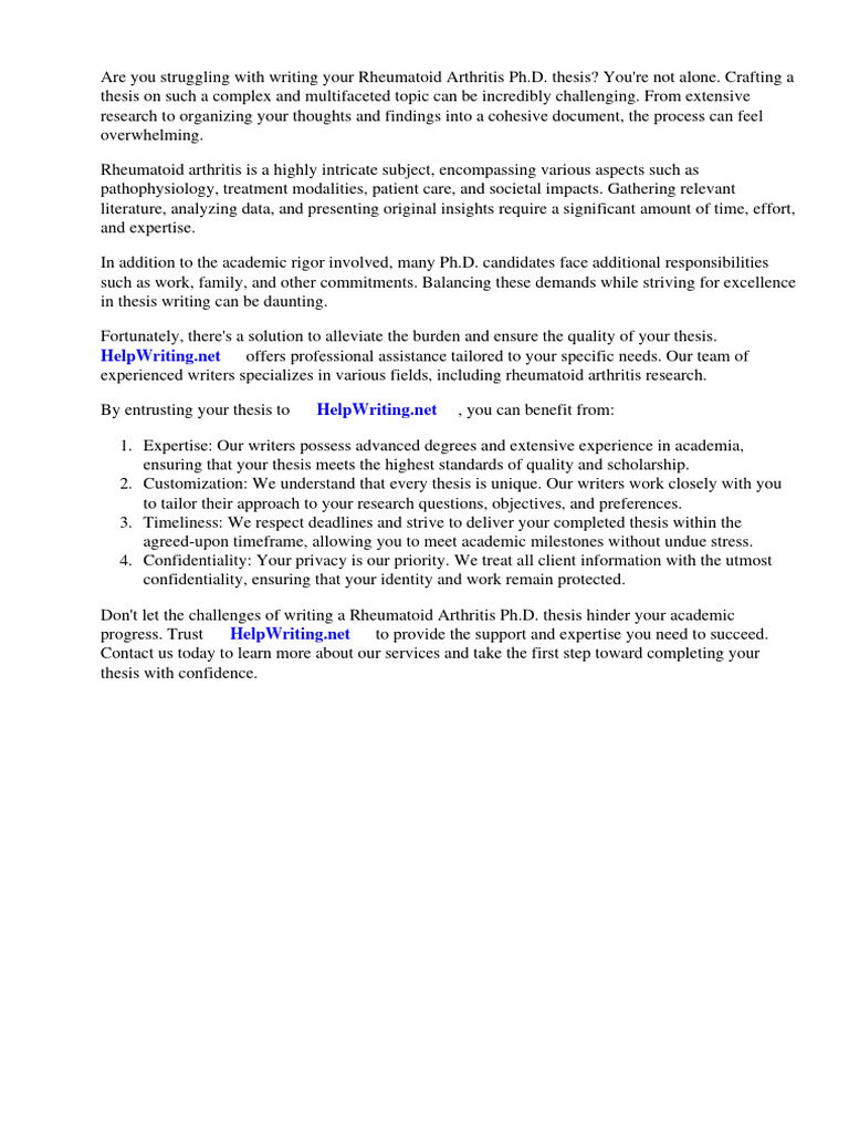 Rheumatoid Arthritis PHD Thesis | PDF | Rheumatoid Arthritis ...