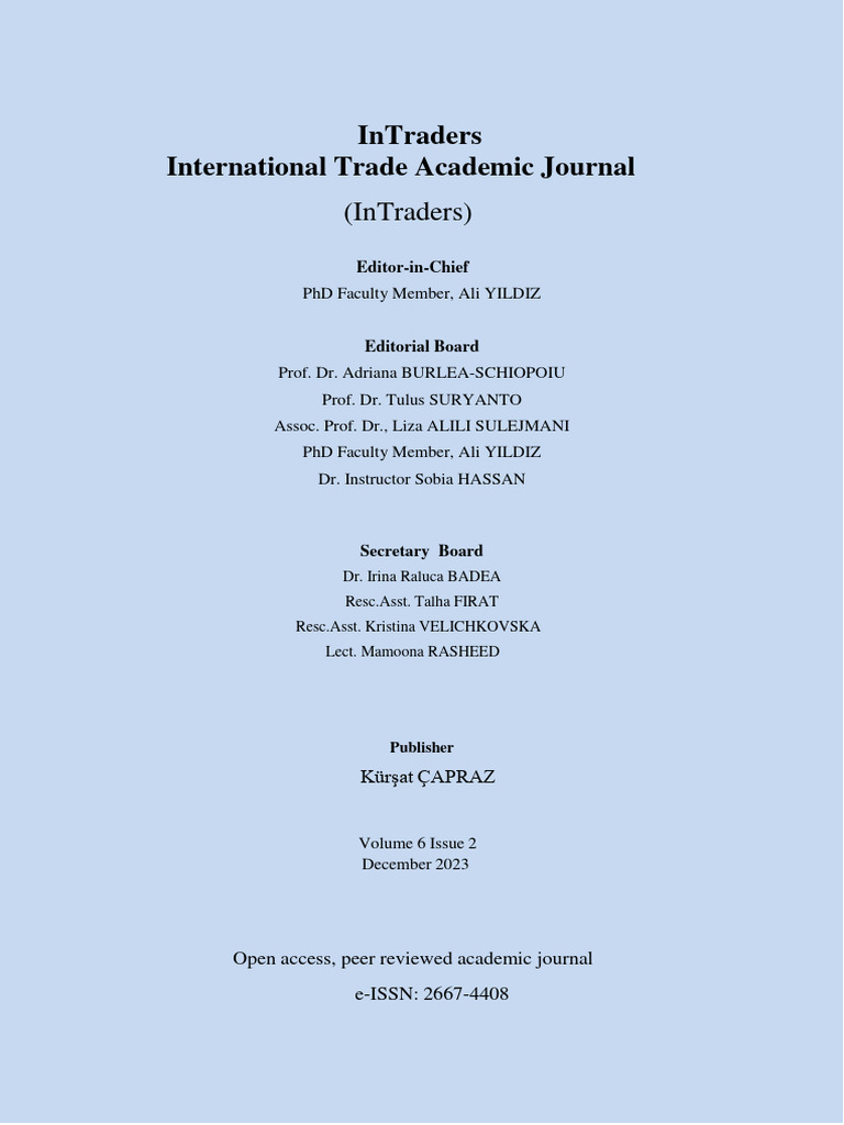 InTraders International Trade Academic Journal Vol. 6. Issue.2 December ...