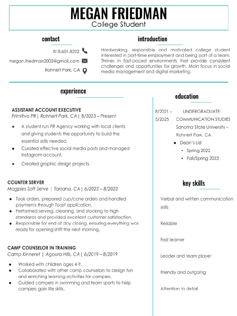 Megan Friedman Resume 2024 | PDF