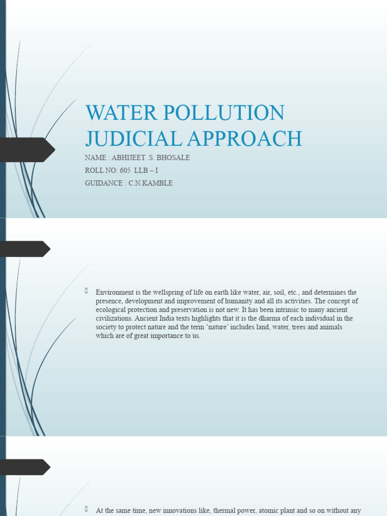 Water Pollution Judicial Approach | PDF