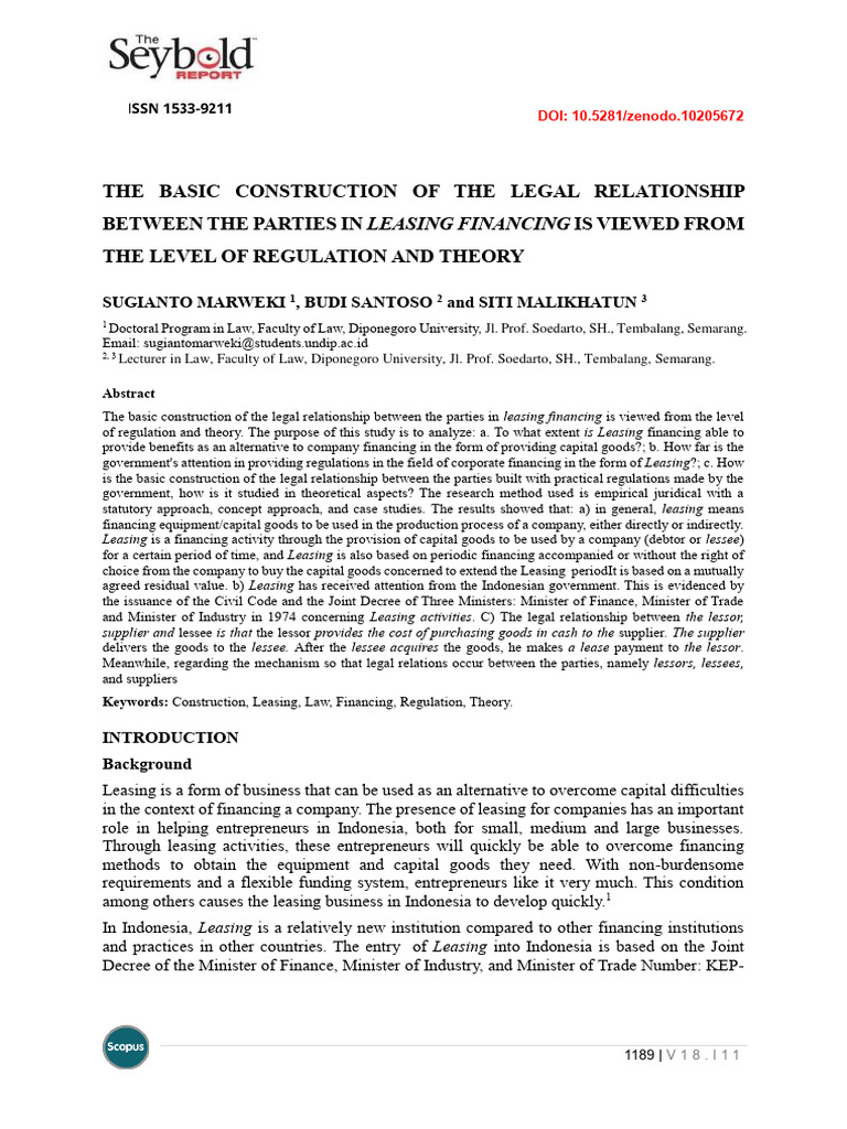 The Basic Construction of The Legal Relationship Between The Parties in ...