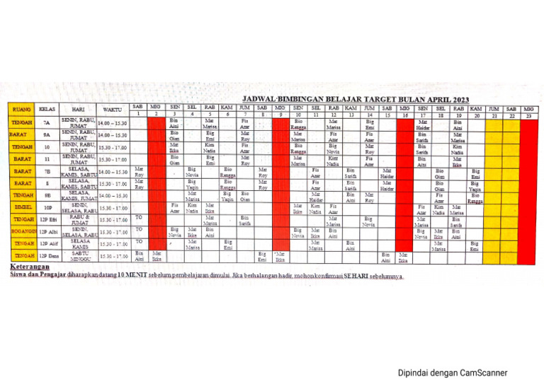 Jadwal Les Bimbel Target | PDF