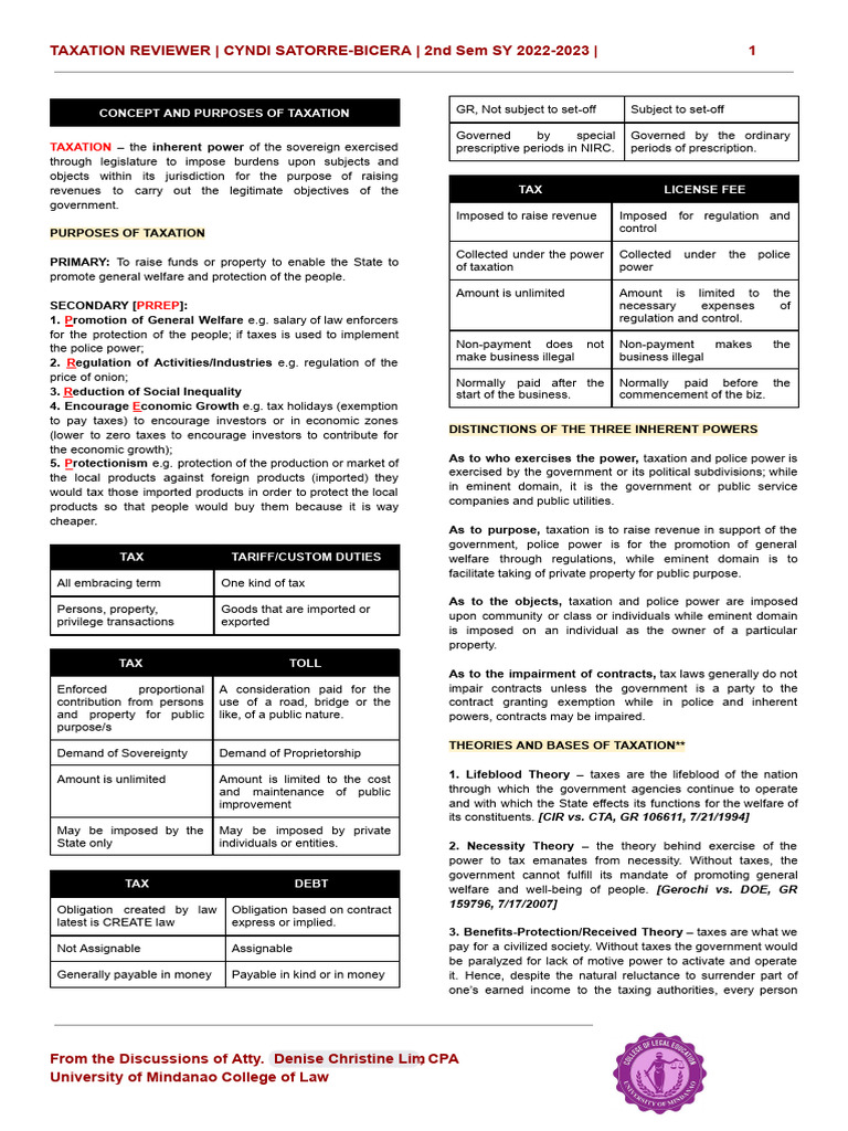 Taxation Reviewer | PDF