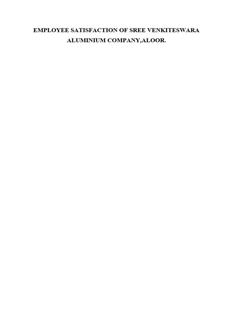 Manoj KV Project Soft Copy 1 | PDF | Job Satisfaction | Survey Methodology