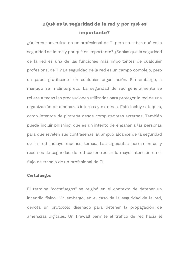 Qué Es La Seguridad de La Red y Por Qué Es Importante | PDF | Red ... Qué Es La Seguridad de La Red y Por Qué Es Importante | PDF | Red ...