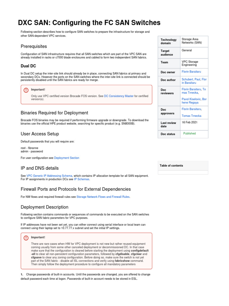 DXC SAN: Configuring The FC SAN Switches: Prerequisites | PDF ...