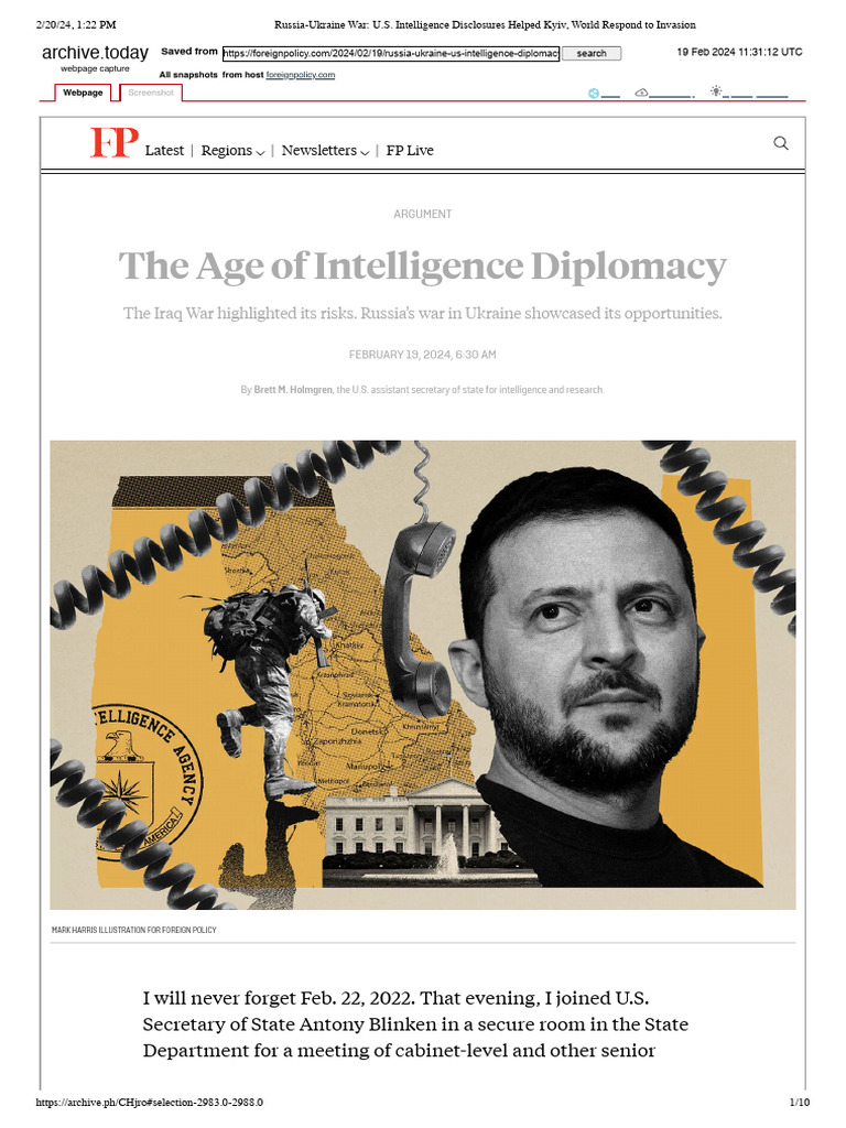 U.S. Intelligence's Role in Ukraine War | PDF | Diplomacy | Ukraine