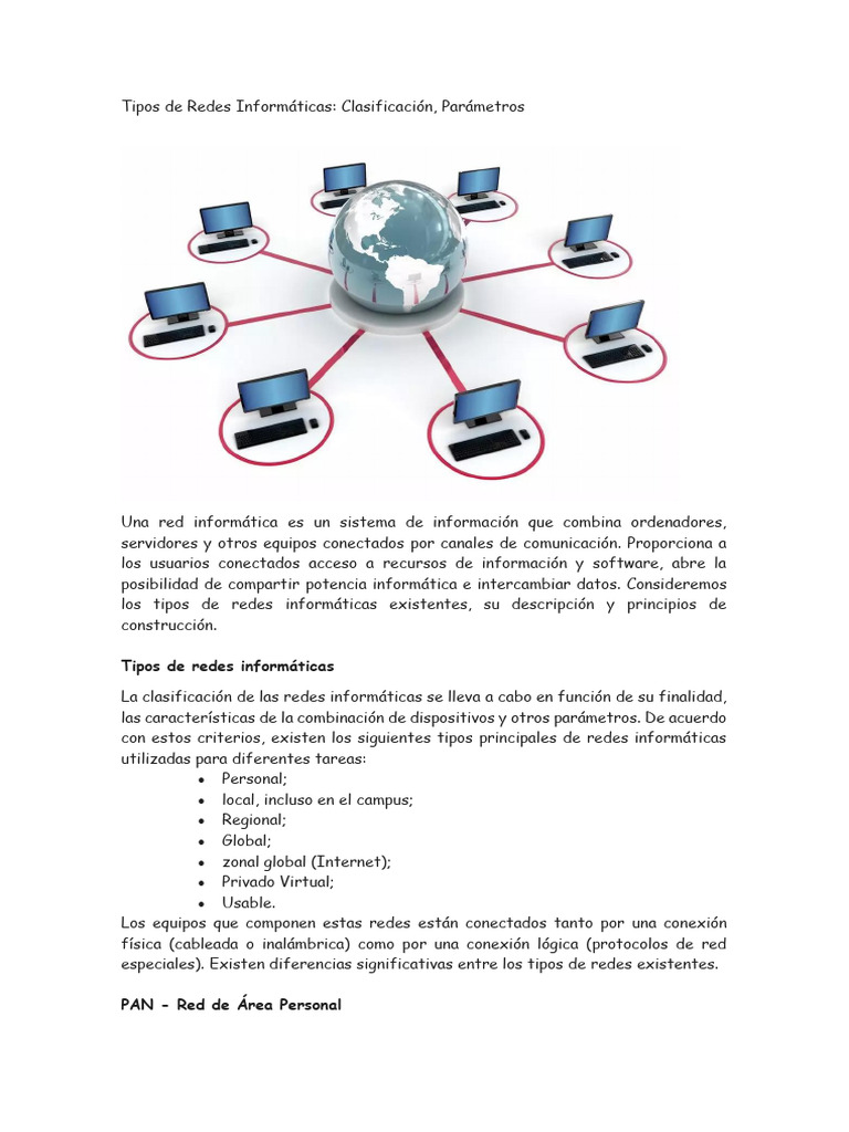 Tipos de Redes Informáticas-Clasificacion-Parametros | PDF | Red de computadoras | Topología de ...